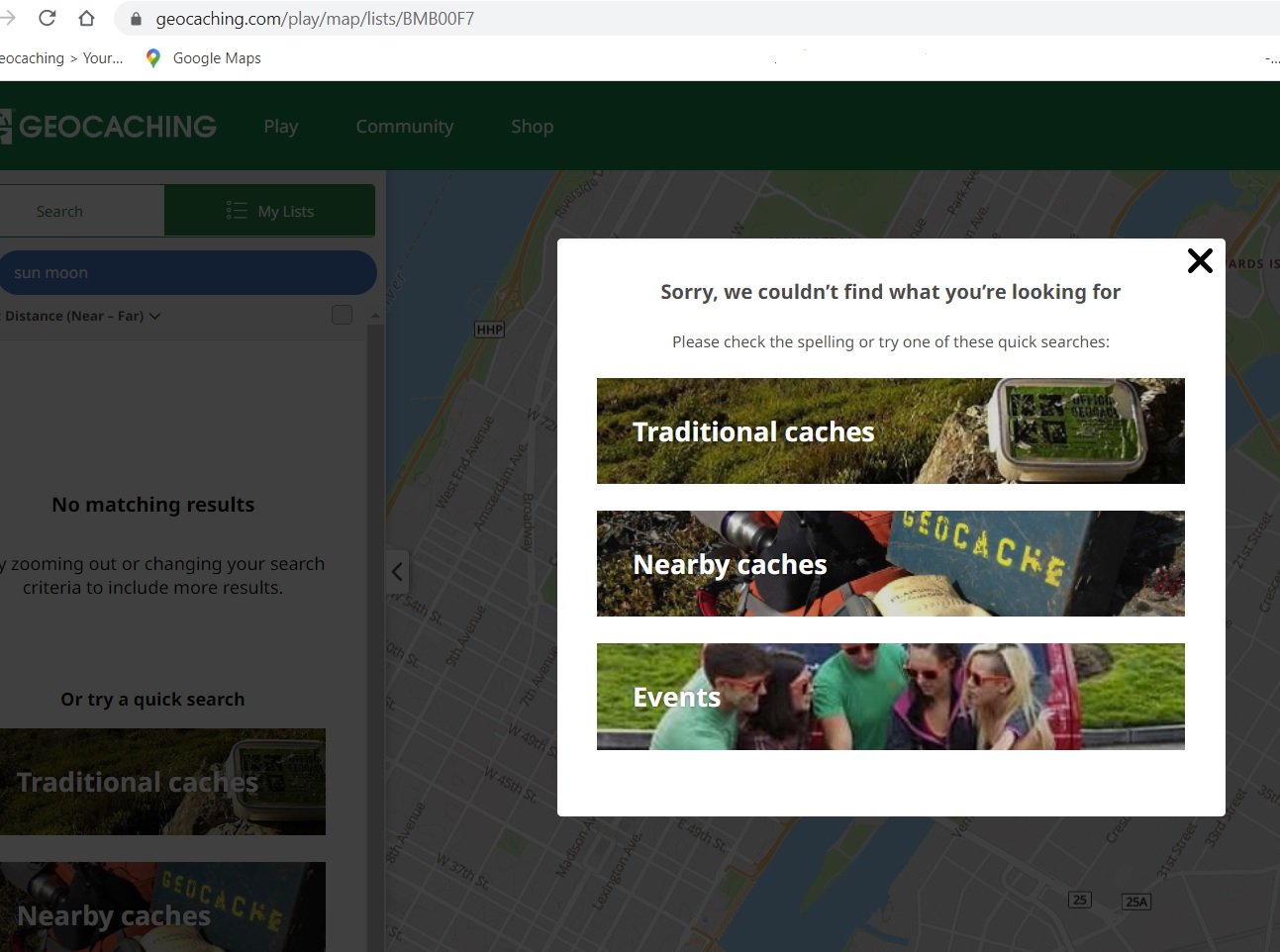 Mapping List of Filtered Caches Broken - Website - Geocaching Forums