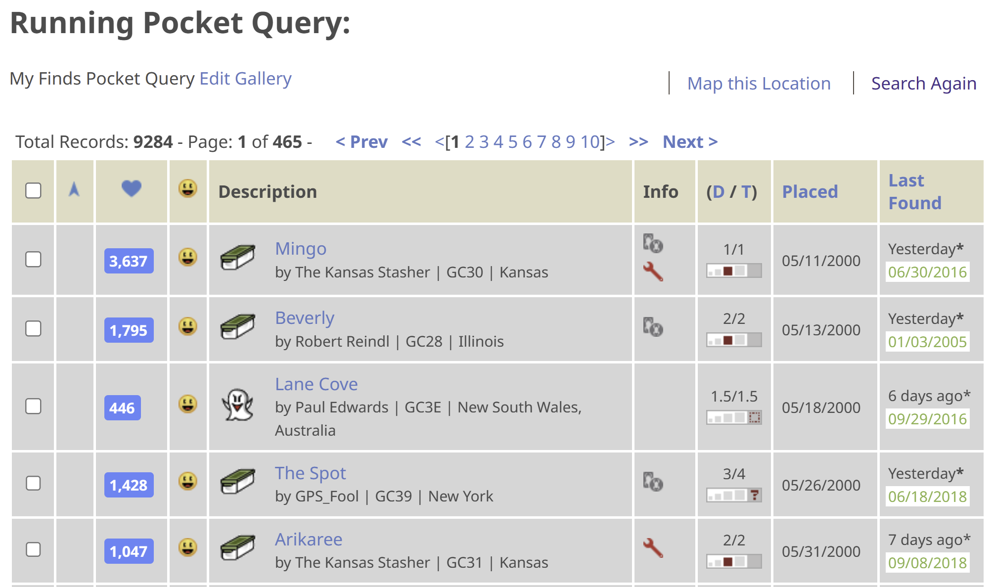 List of all finds - General geocaching topics - Geocaching Forums