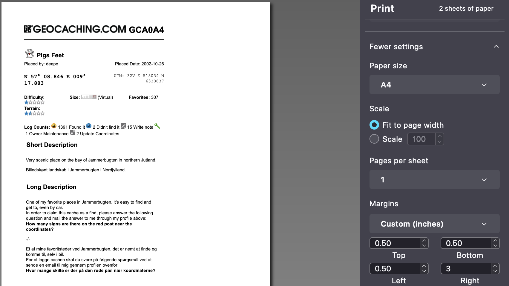 Problem with GC code being cut on printouts - Website - Geocaching Forums