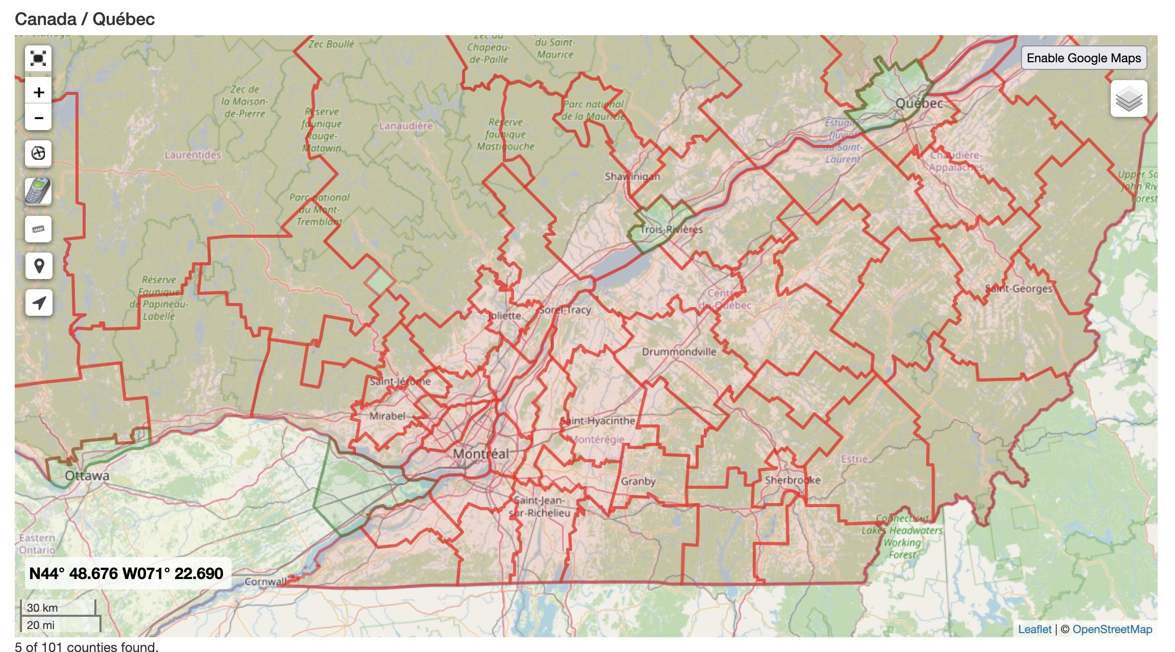 How do I clearly see all the different regions / counties in a province ...
