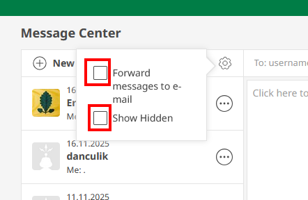 Message Center problem, checkbox to show hidden messages is not working ...